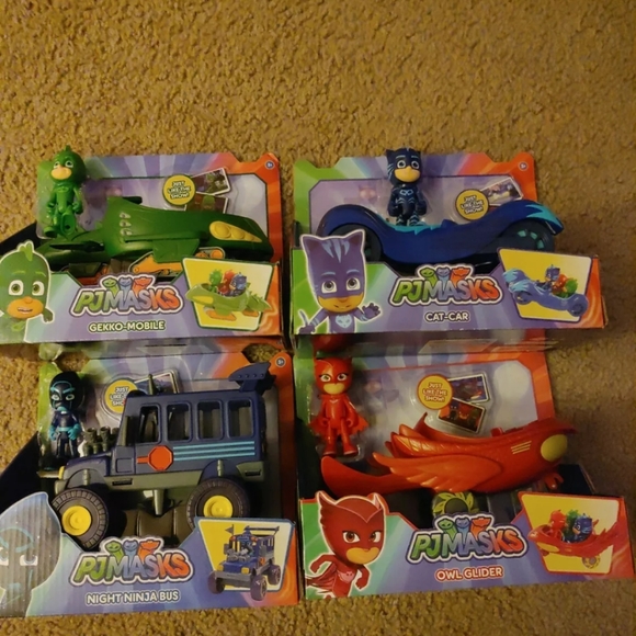 Just Play | Toys | New Pj Masks Lot Of 4 Vehicles Night Ninja Bus C ...